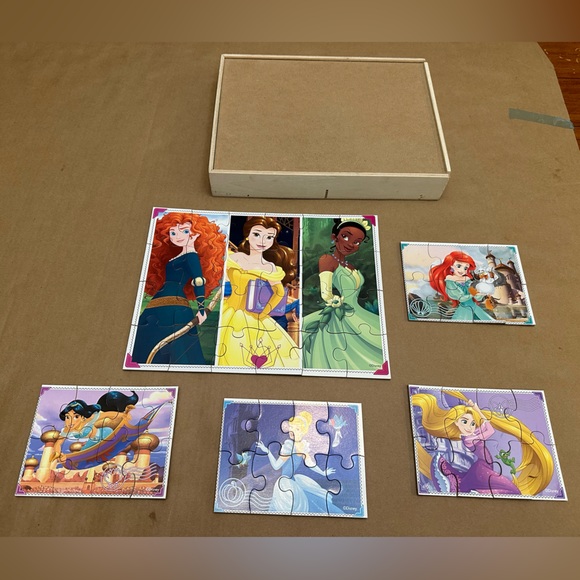 Disney | Toys | Disney Princess Puzzles Wood Puzzles Belle Ariel Tiana ...
